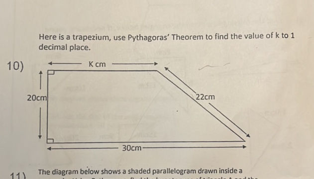 Here is a trapezium use Pythagoras Theorem | StudyX