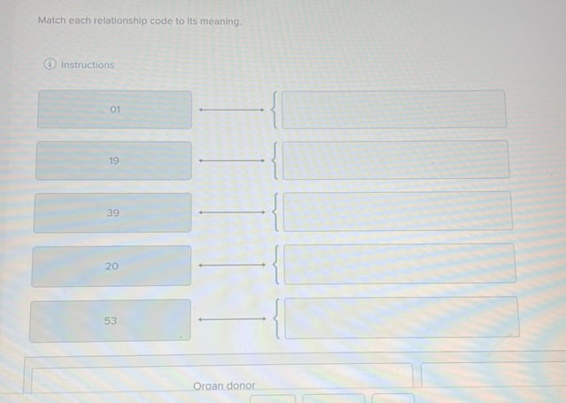 Match each relationship code to its meaning | StudyX