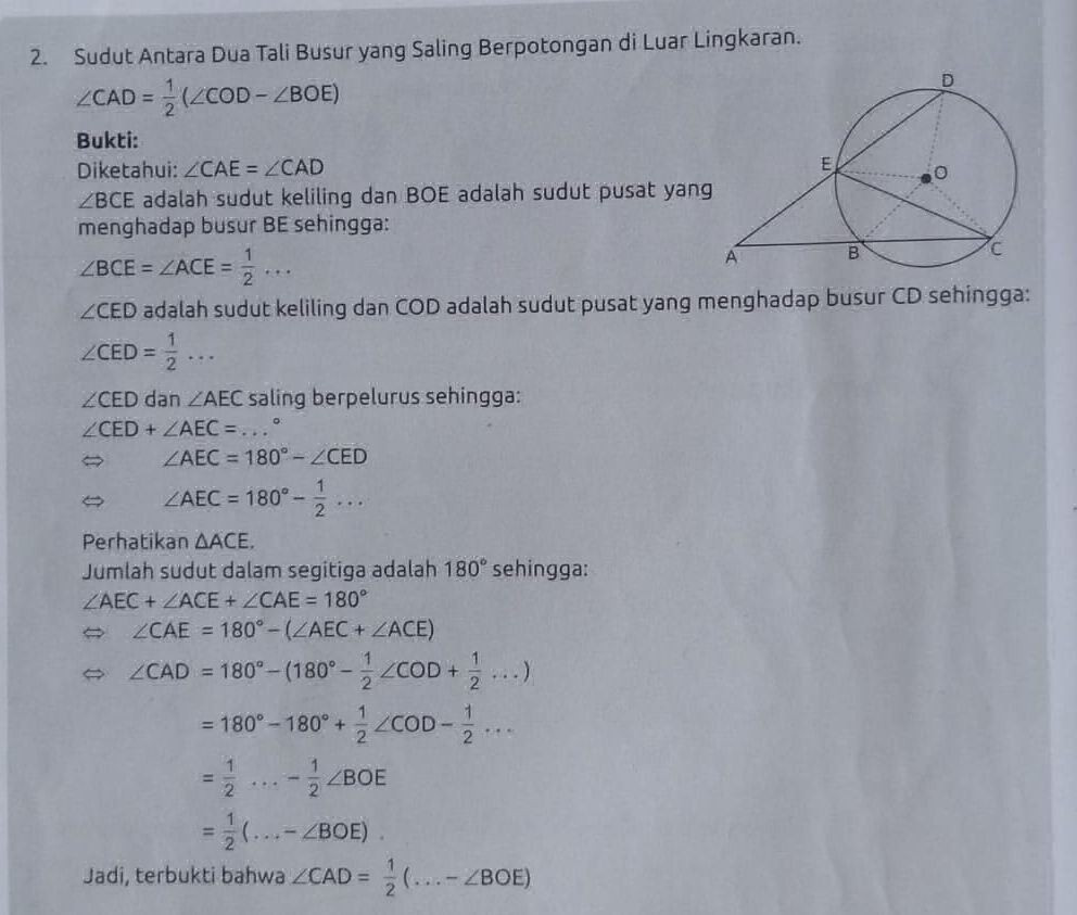 ( CAD = 12( COD - BOE)) Bukti Diketahui ( | StudyX