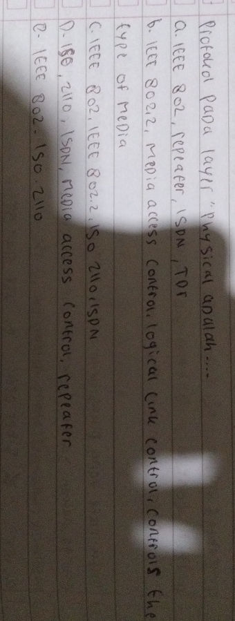 3 Protokol pada layer Physical adalah..... ☐ | StudyX