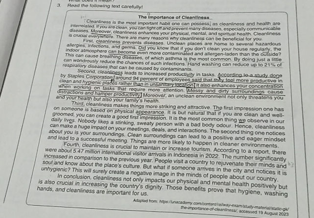 Read the following text carefully The | StudyX
