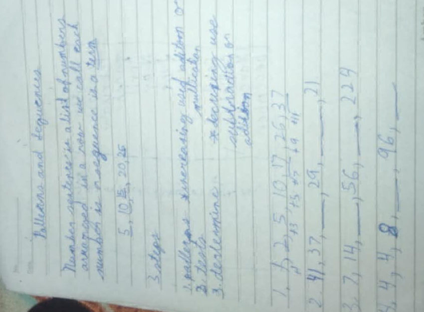 Patterns and sequences Numbers sentence is a | StudyX