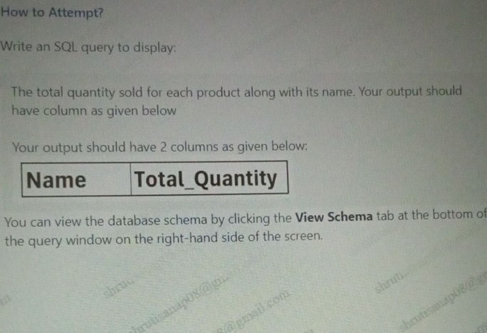 Write an SQL query to display The total | StudyX