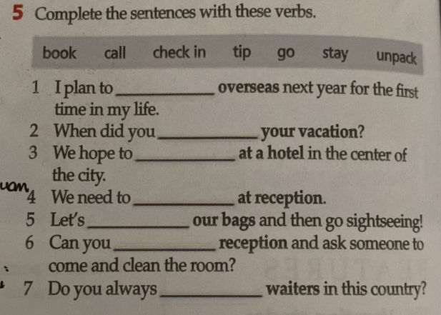 5 Complete the sentences with these verbs | StudyX