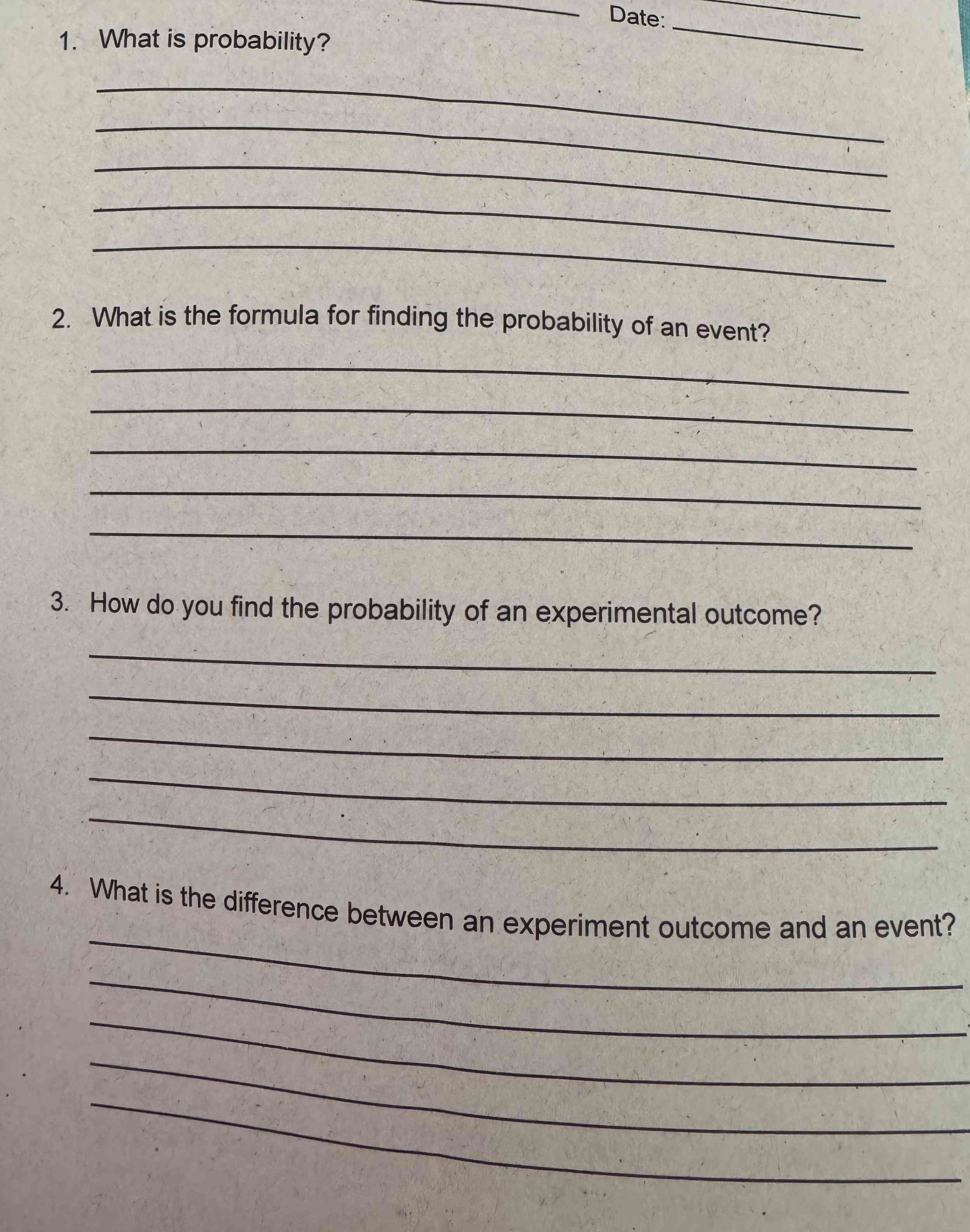 1. What is probability? 2. What is the | StudyX