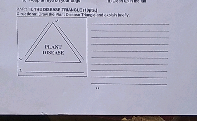 PART III. THE DISEASE TRIANGLE (10pts.) | StudyX