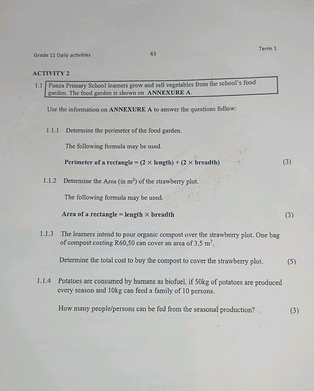 111 Determine the perimeter of the food | StudyX