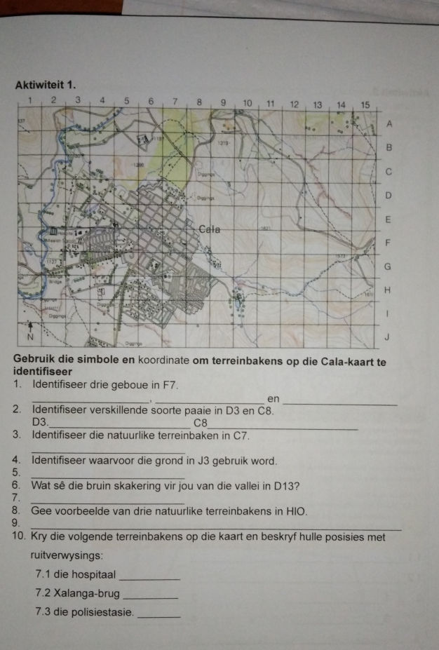 Gebruik die simbole en koordinate om