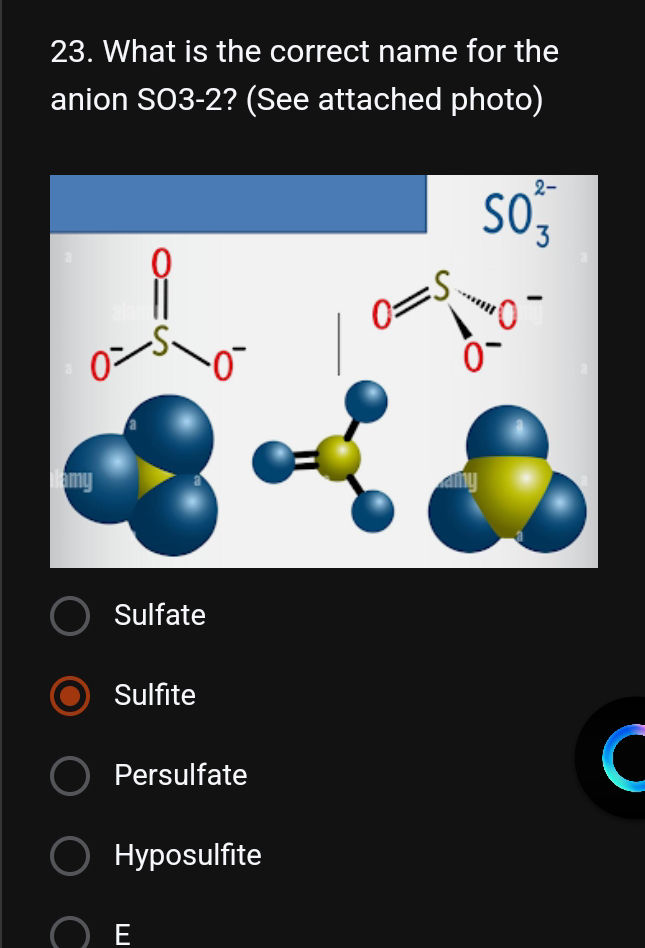 23. What is the correct name for the anion | StudyX