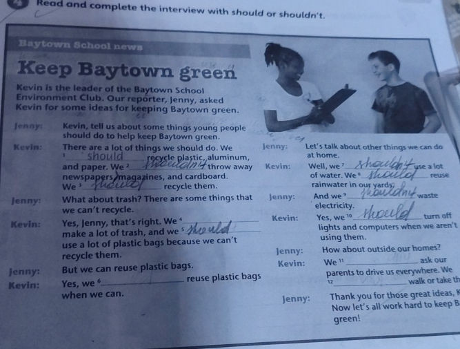 Read and complete the interview with should | StudyX