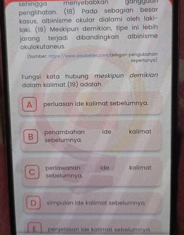 Fungsi kata hubung meskipun demikian dalam | StudyX