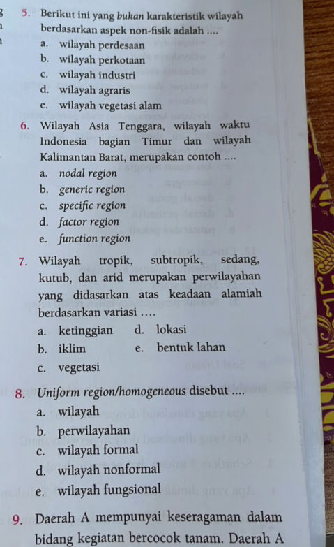 5. Berikut ini yang bukan karakteristik | StudyX