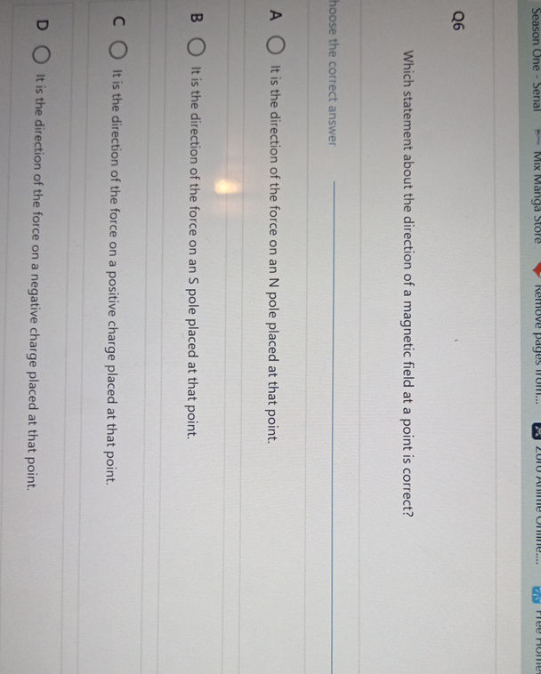 Which statement about the direction of a | StudyX