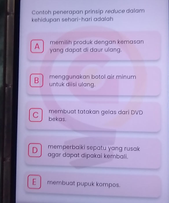 Contoh penerapan prinsip reduce dalam | StudyX
