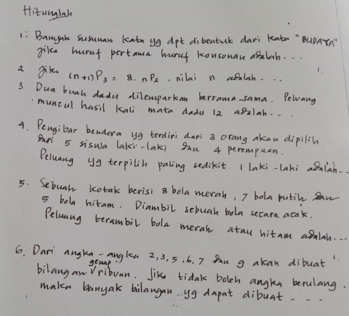 Hitunglah 1. Banyak susunan kata yg dpt | StudyX