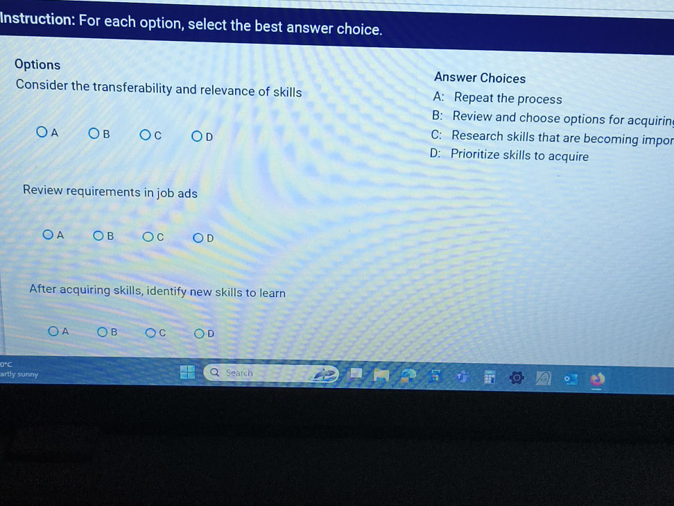 Instruction For each option select the best | StudyX