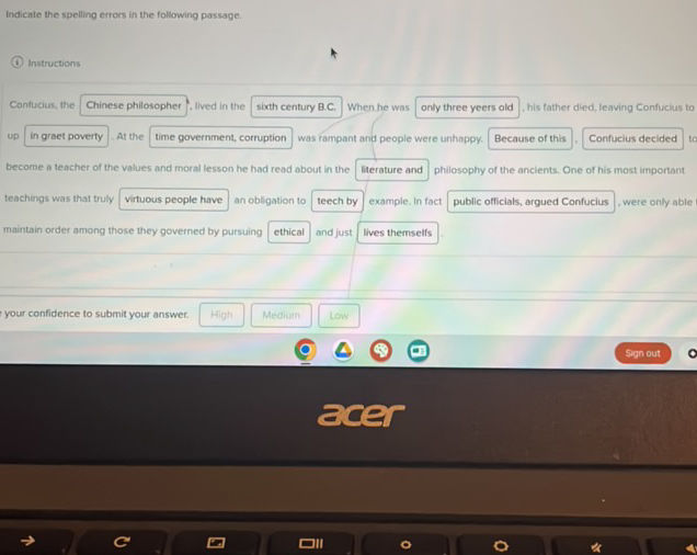 Indicate the spelling errors in the | StudyX