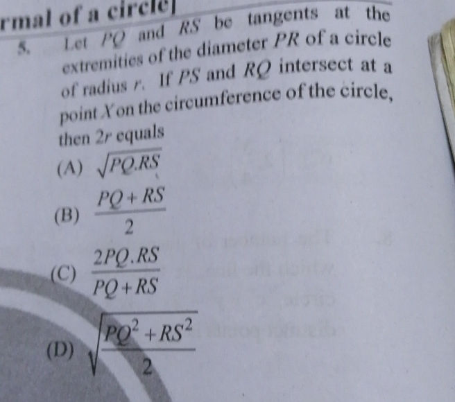 Let $PQ$ and $RS$ be tangents at the | StudyX