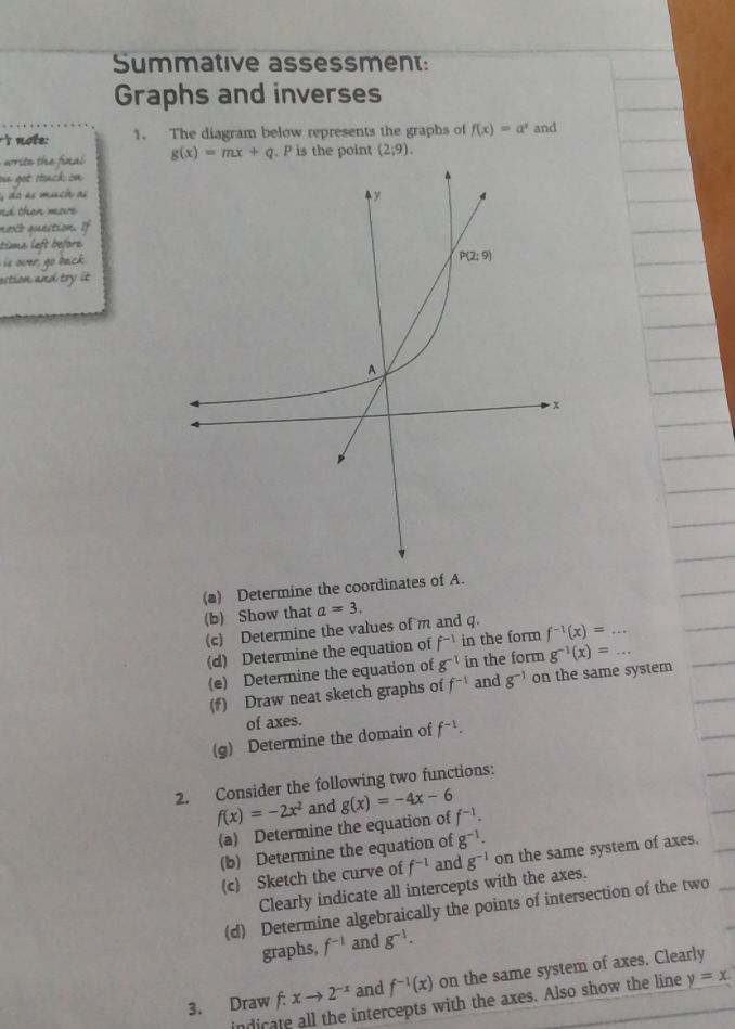 1 The diagram below represents the graphs of | StudyX