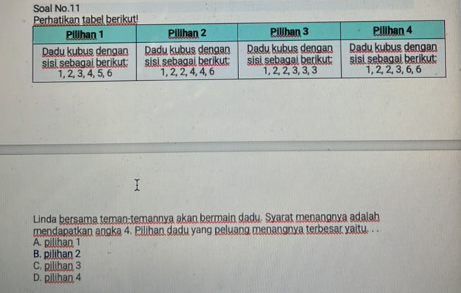 Soal No.11 Perhatikan tabel berikut! | | StudyX