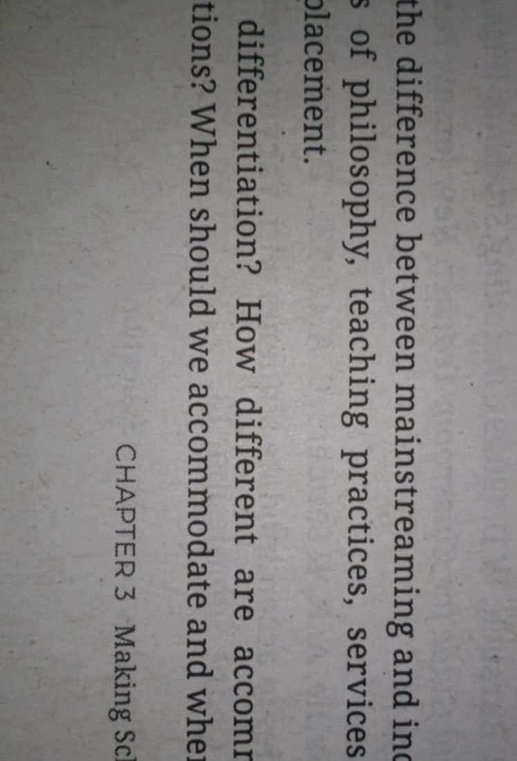 What is the difference between mainstreaming | StudyX