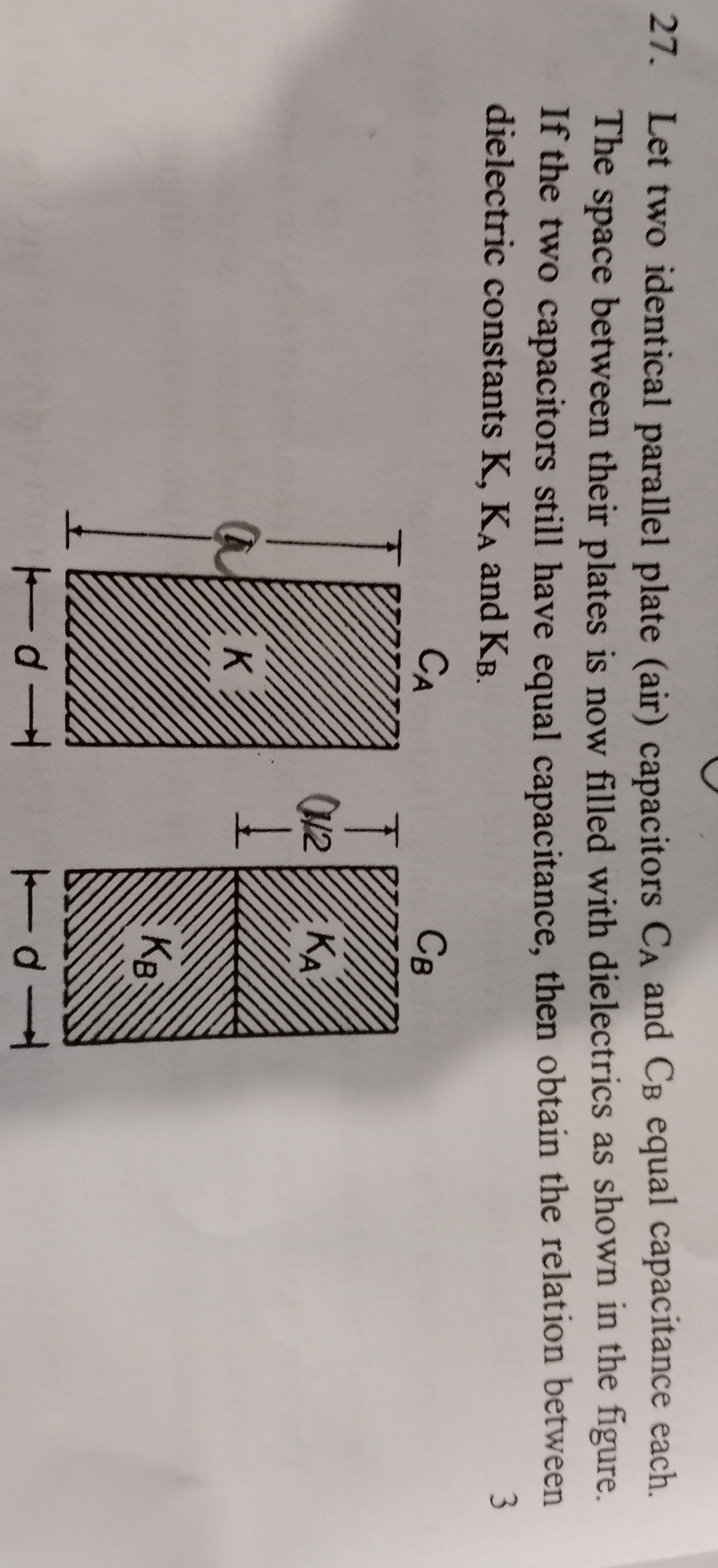 27 Let two identical parallel plate (air) | StudyX
