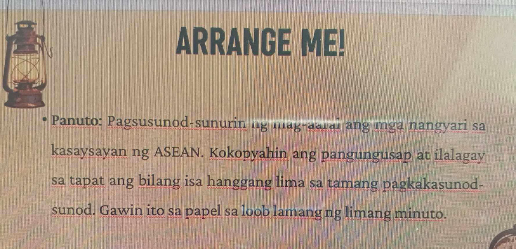 ARRANGE ME Panuto Pagsusunod-sunurin ng | StudyX