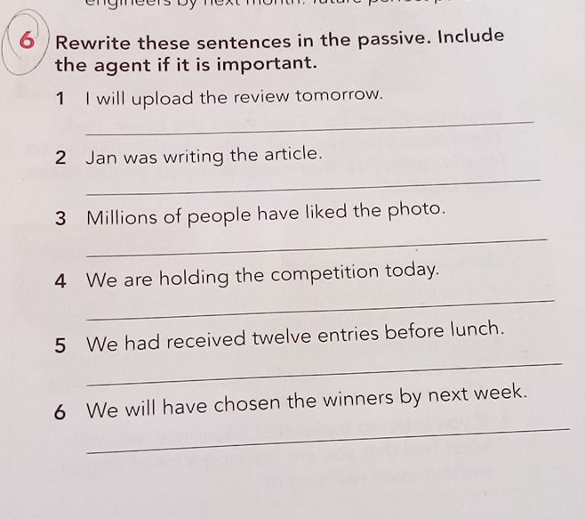 6 Rewrite these sentences in the passive | StudyX