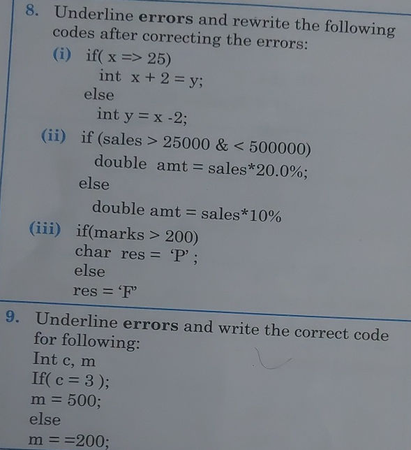 8 Underline errors and rewrite the following | StudyX