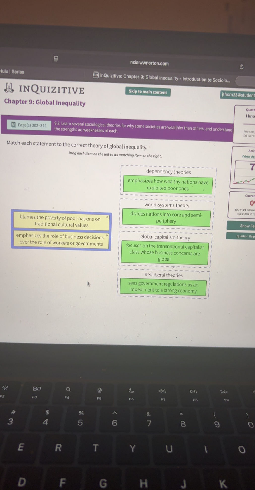 Match each statement to the correct theory