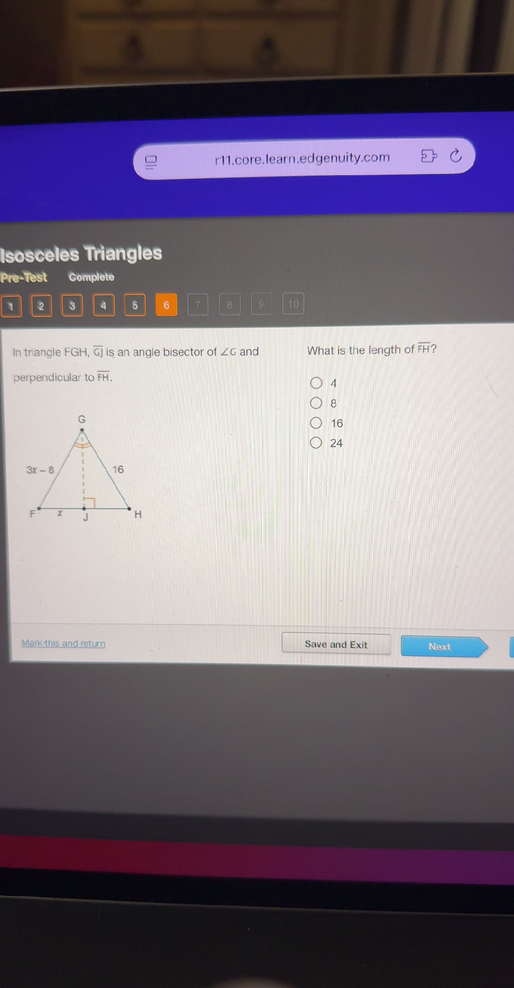 In triangle FGH, $ {GJ}$ is an angle