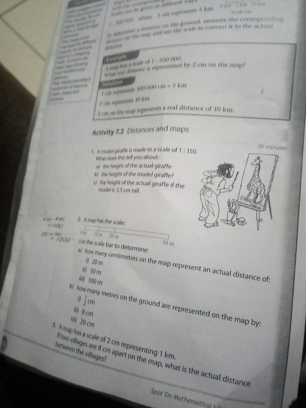 A map has a scale of 1: 500 000. What real