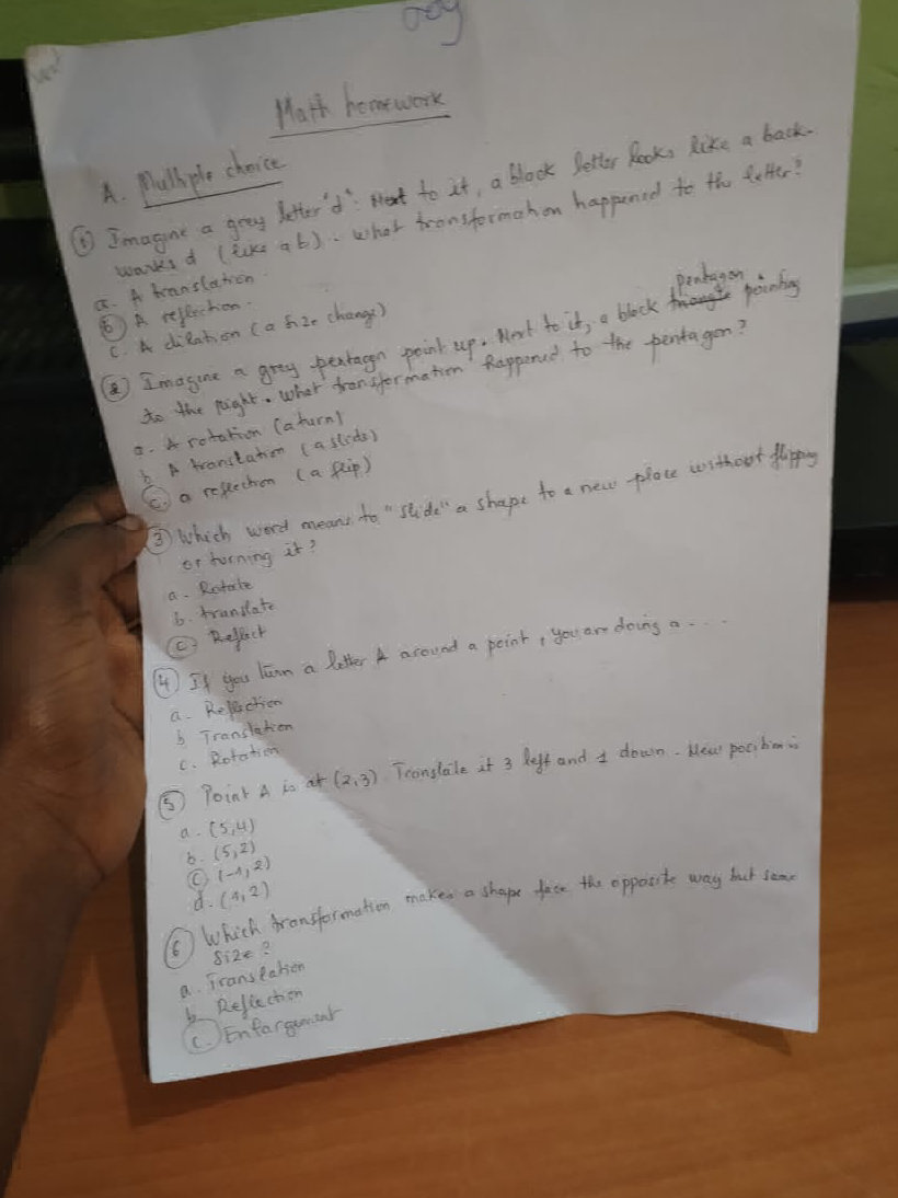 Which transformation makes a shape face the