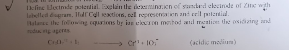 Define Electrode potential. Explain the