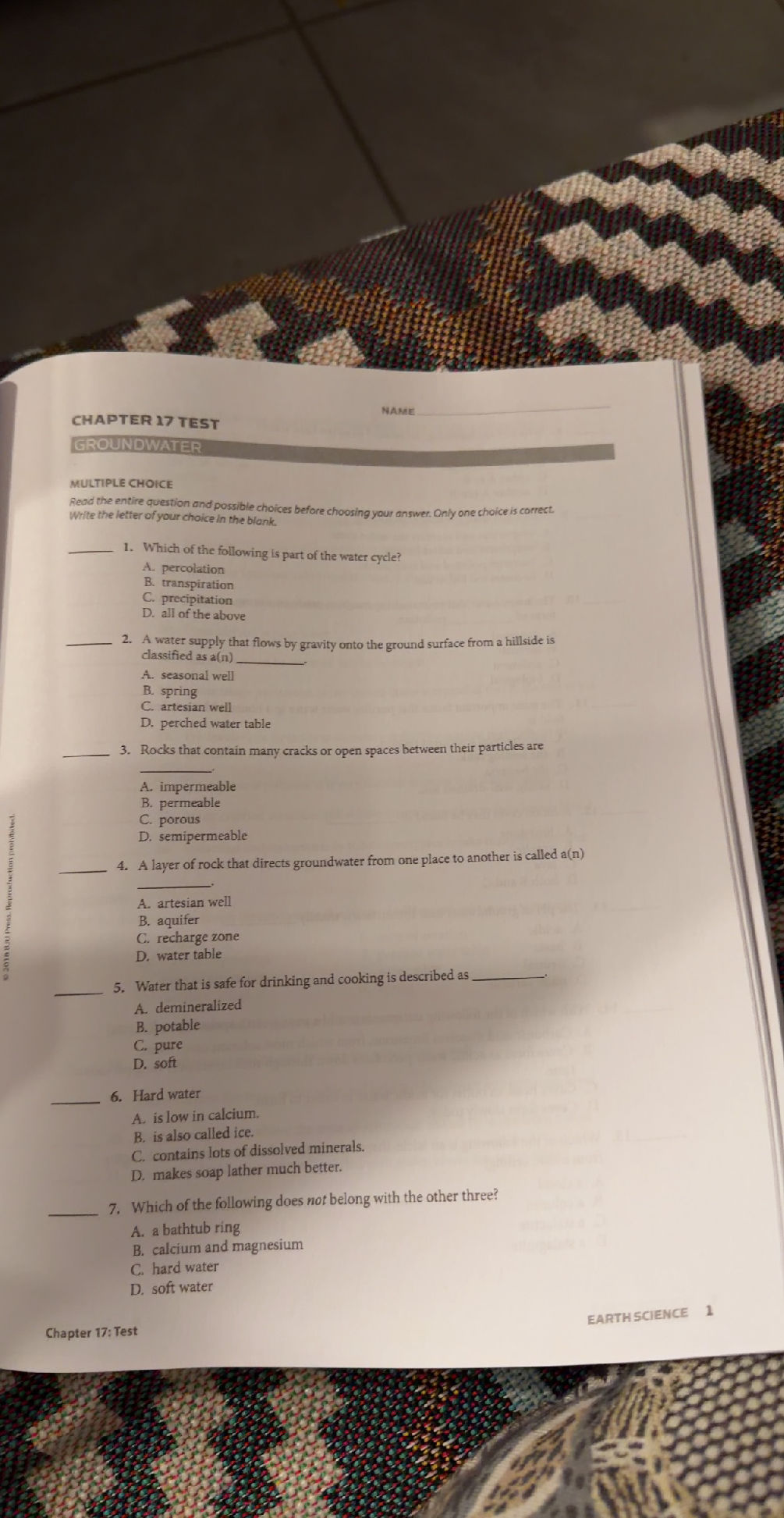 Which of the following is part of the water