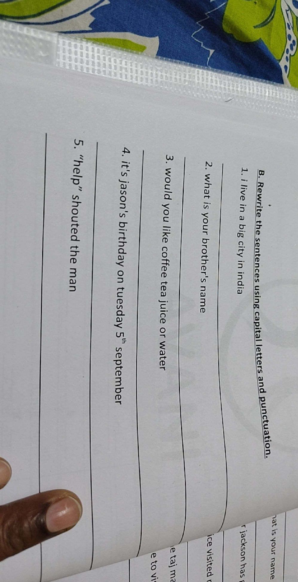 Rewrite the sentences using capital letters