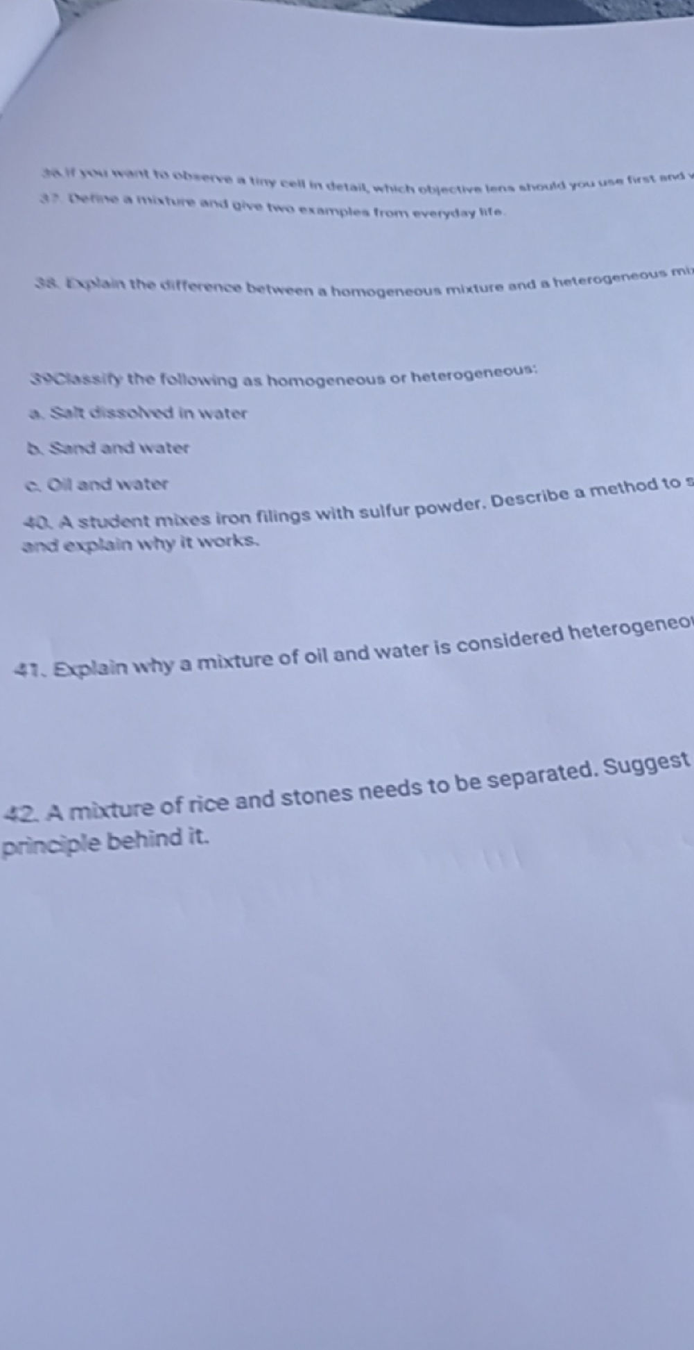 A student mixes iron filings with sulfur