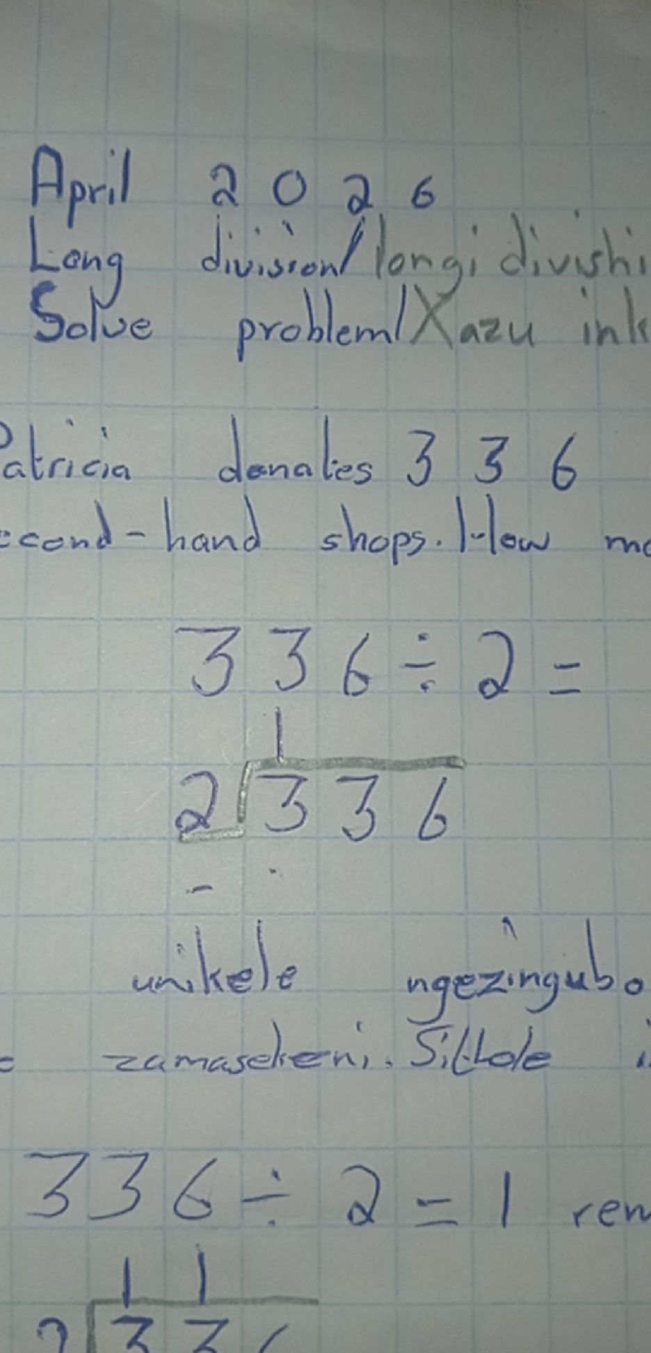 April 2026 Long division problem Solve