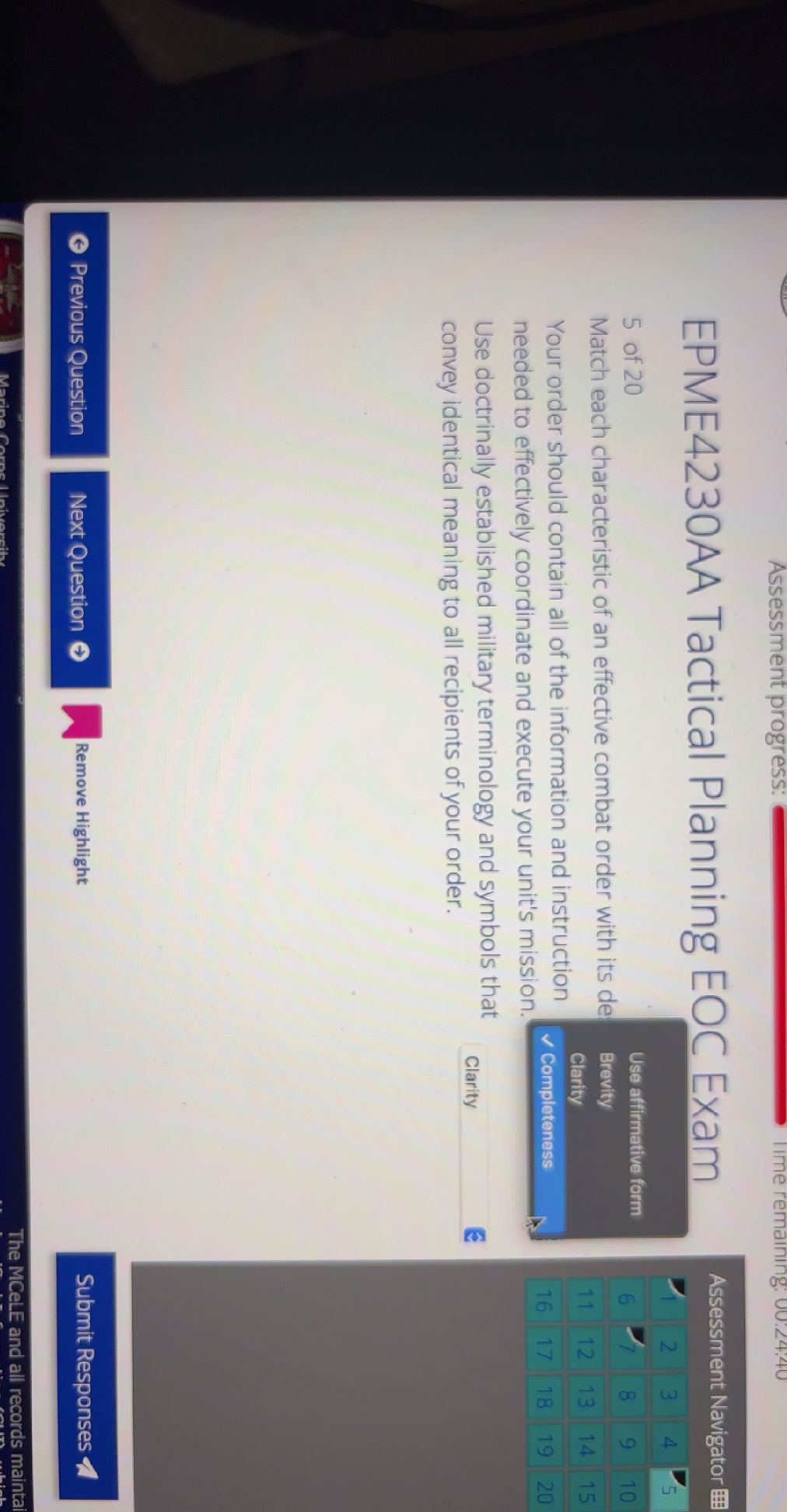 Match each characteristic of an effective