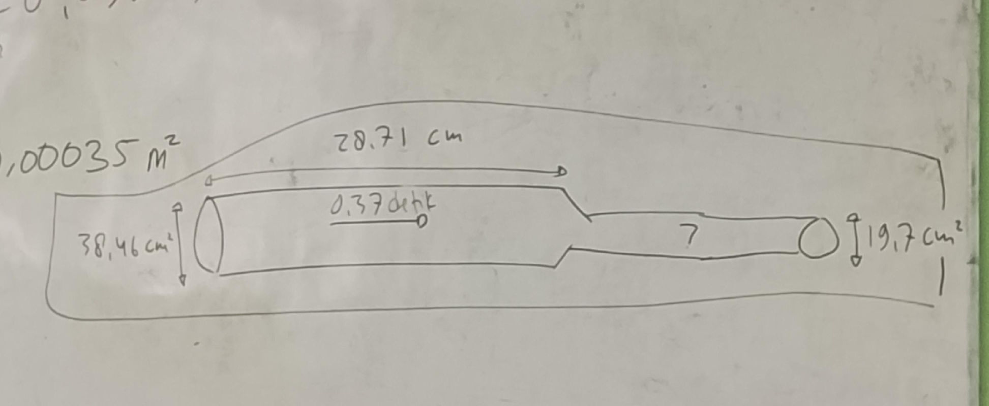 A pipe has a cross-sectional area of 0.00035