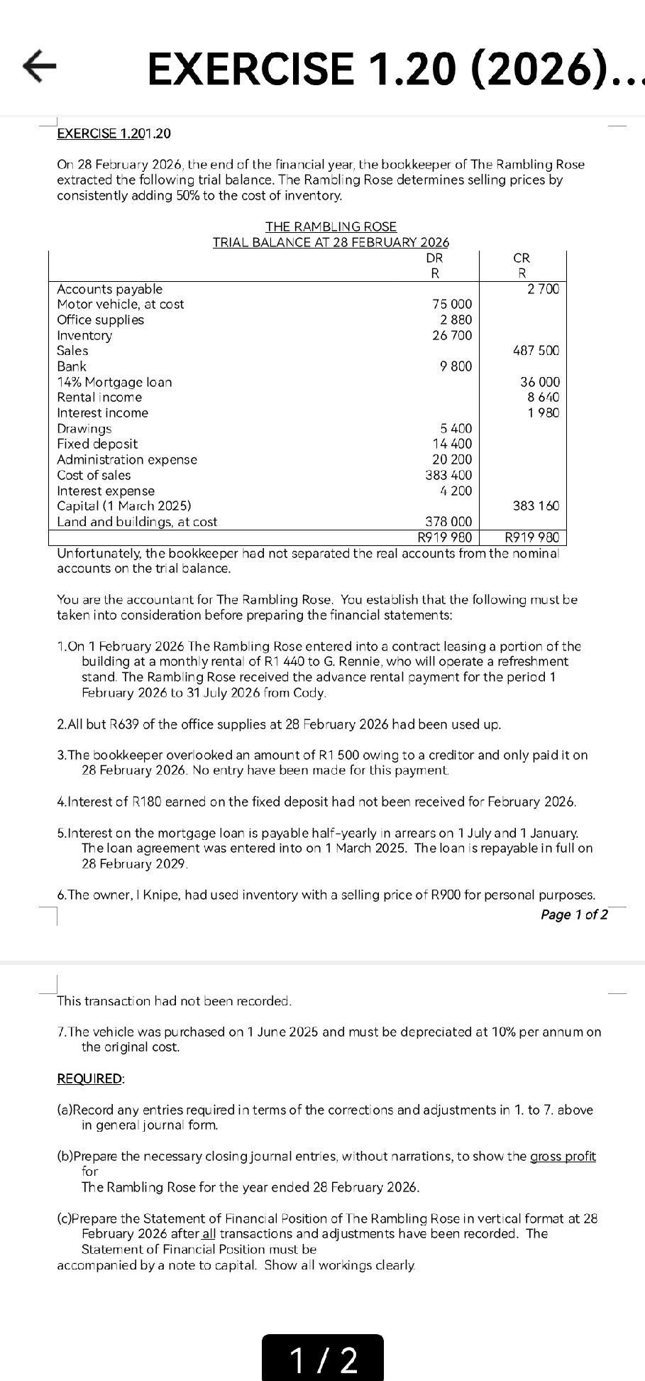 EXERCISE 1.201.20 On 28 February 2026, the