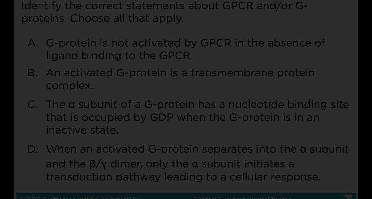 Identify the correct statements about GPCR