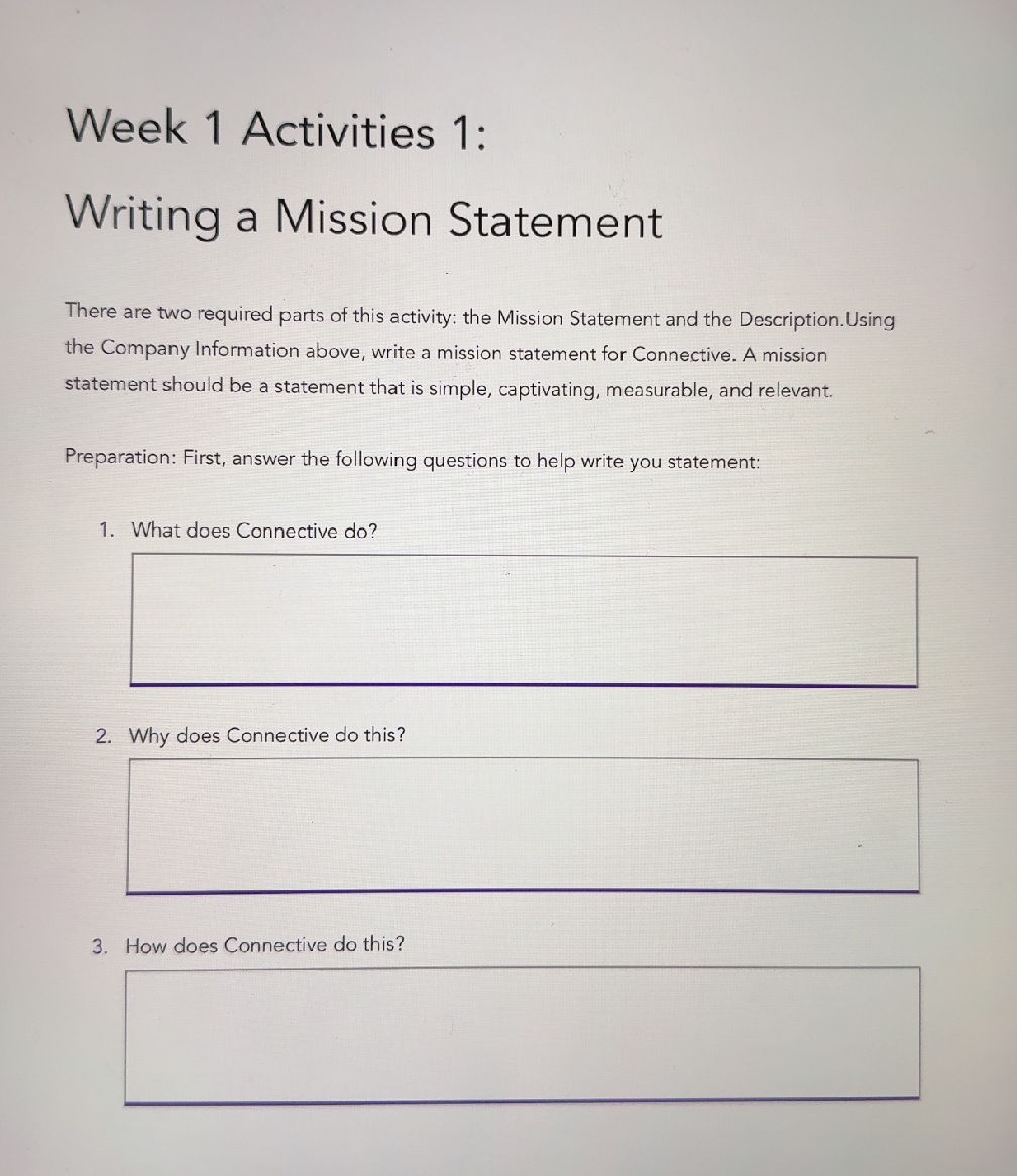 Week 1 Activities 1: Writing a Mission