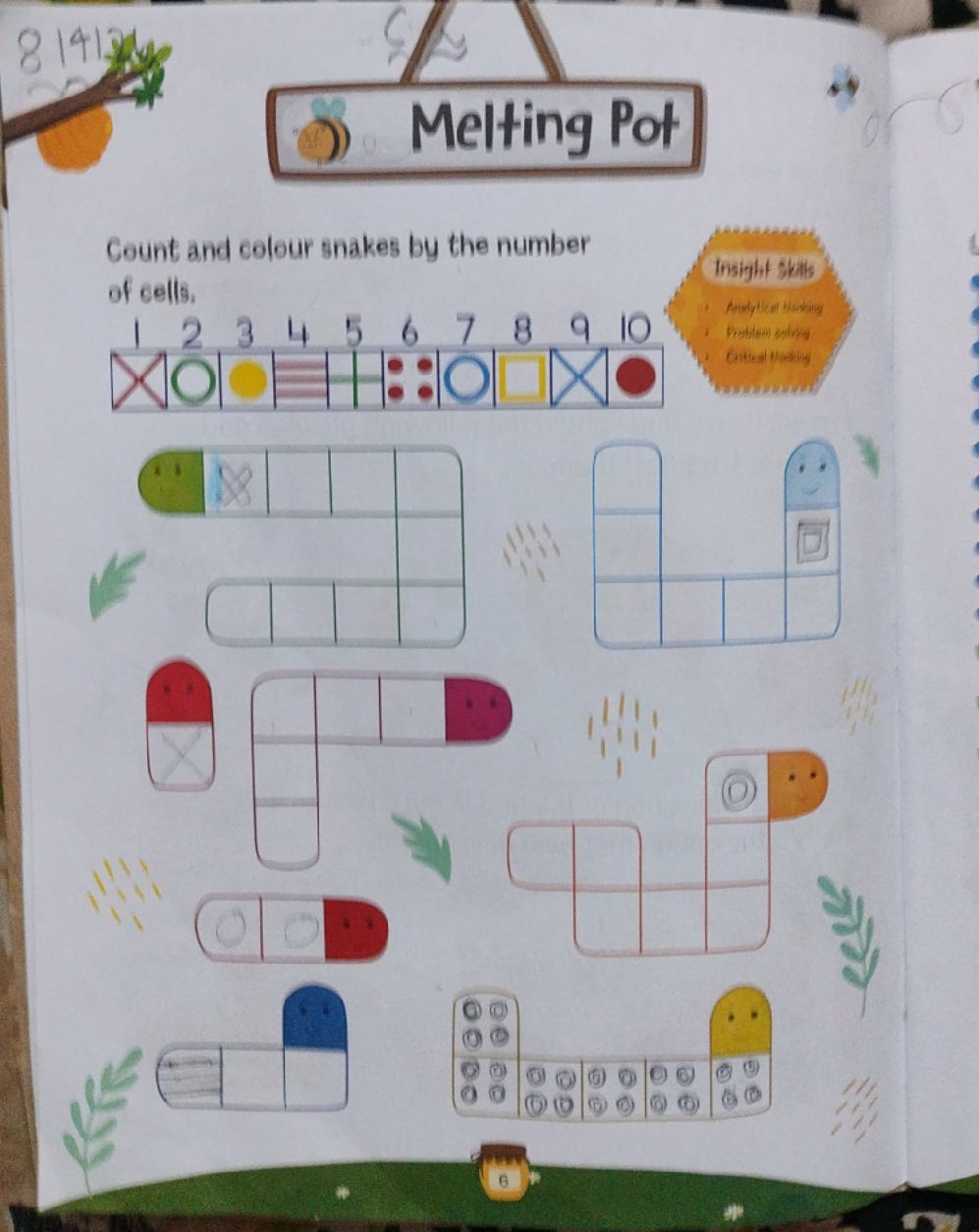 Count and colour snakes by the number of