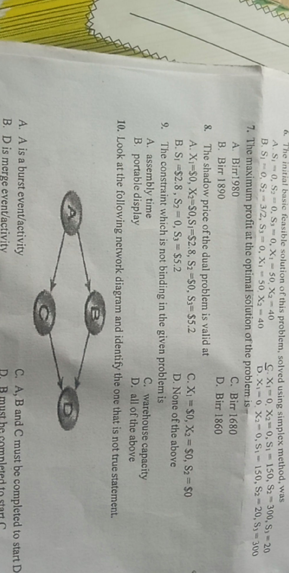 The initial basic feasible solution of this