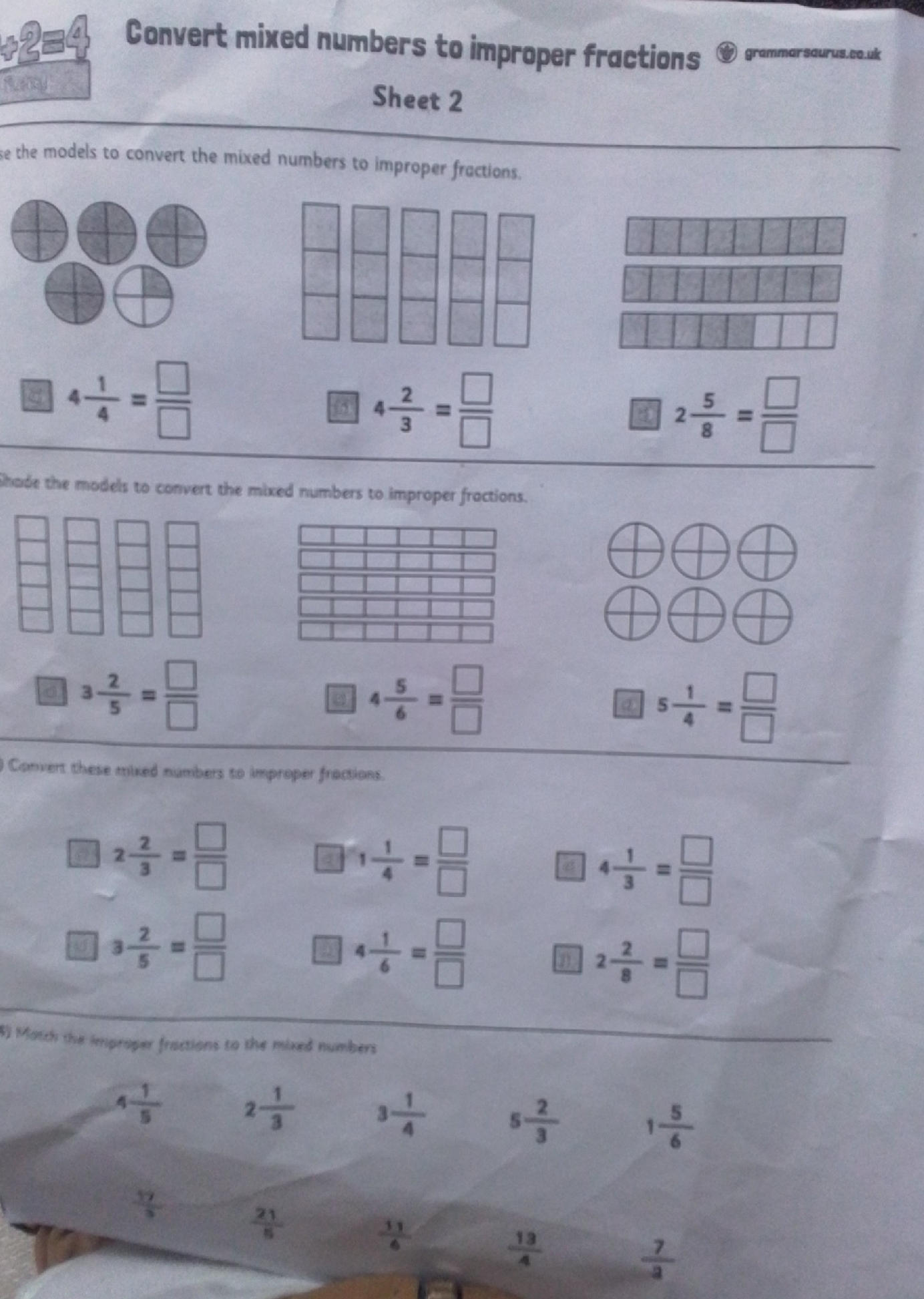 Convert these mixed numbers to improper