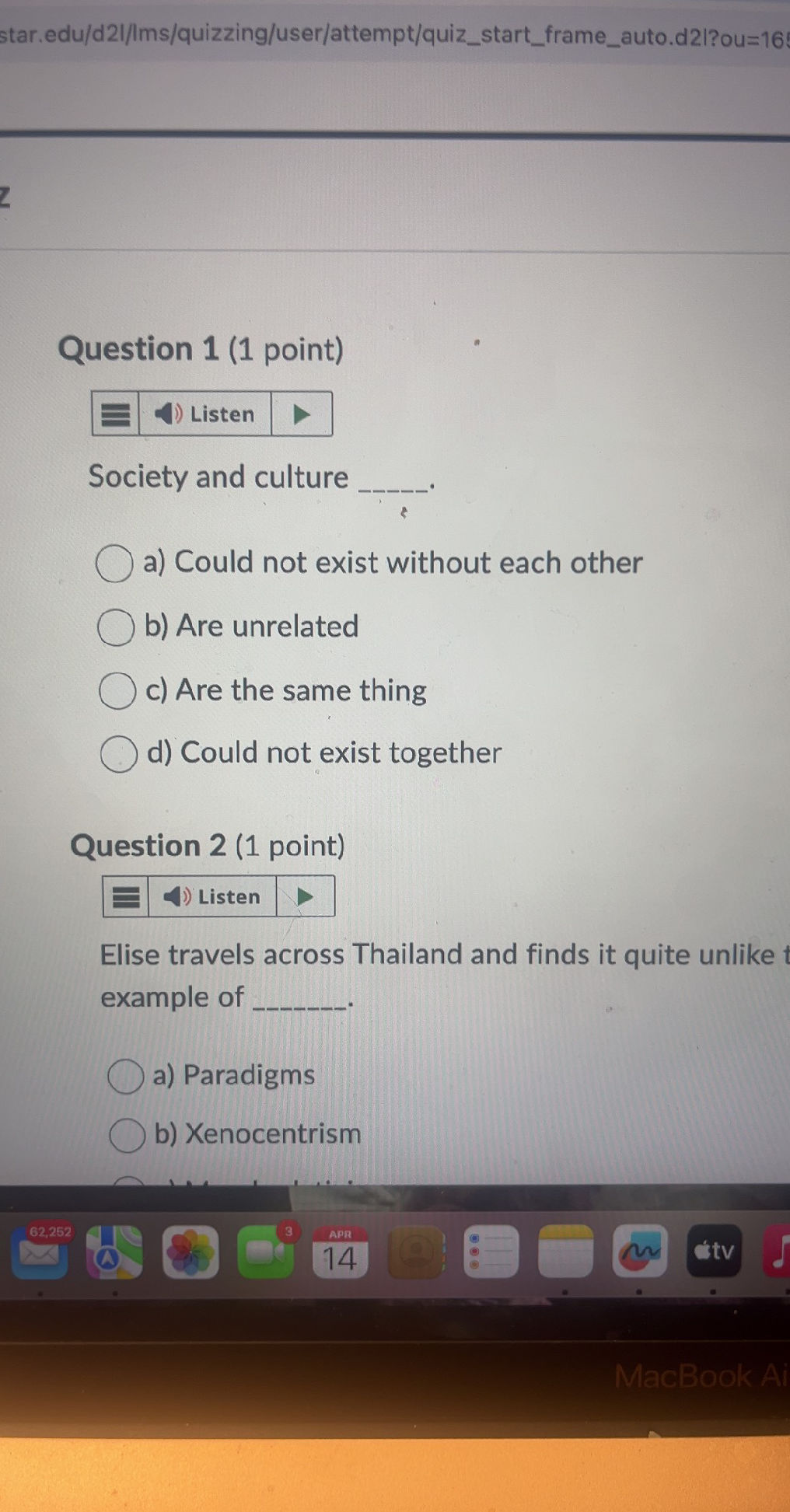 Question 2 (1 point) Elise travels across