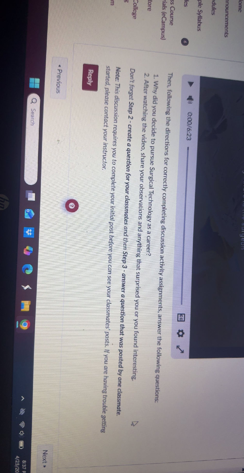 Then, following the directions for correctly