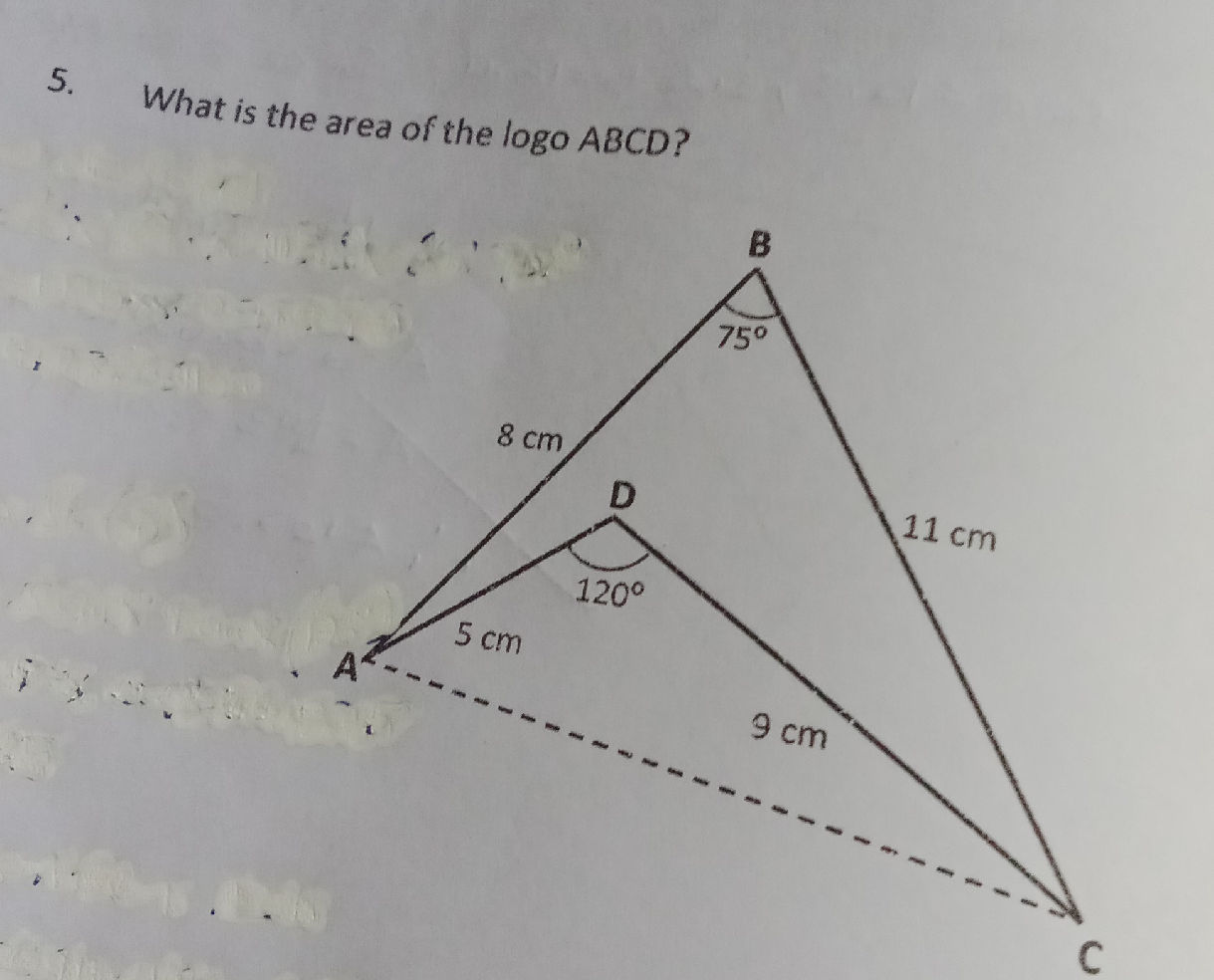 What is the area of the logo ABCD? Diagram: