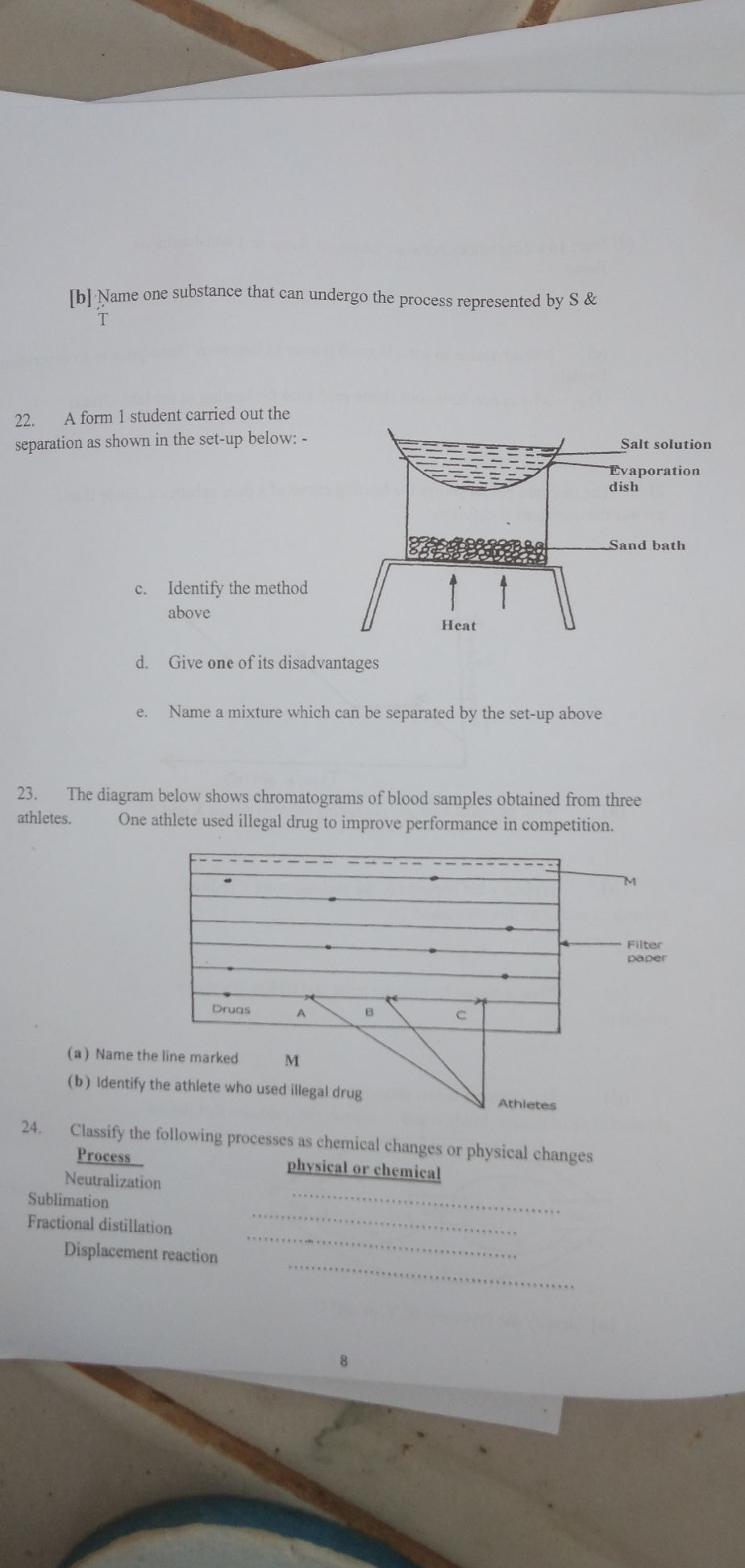 A form 1 student carried out the separation